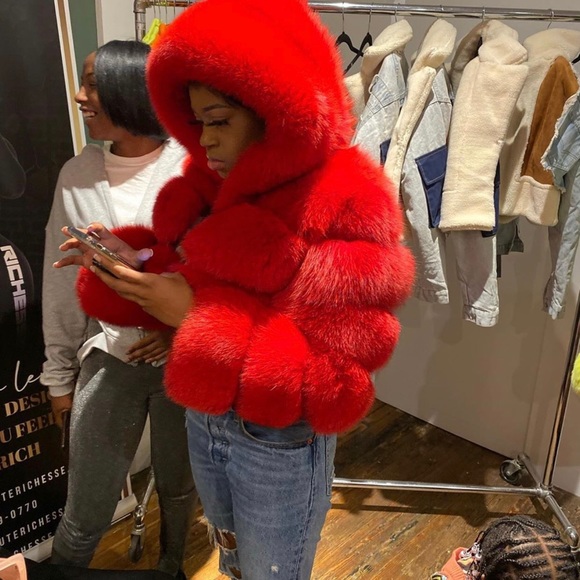Jackets & Coats | Cropped Red Fox Fur Coat With Hood | Poshmark